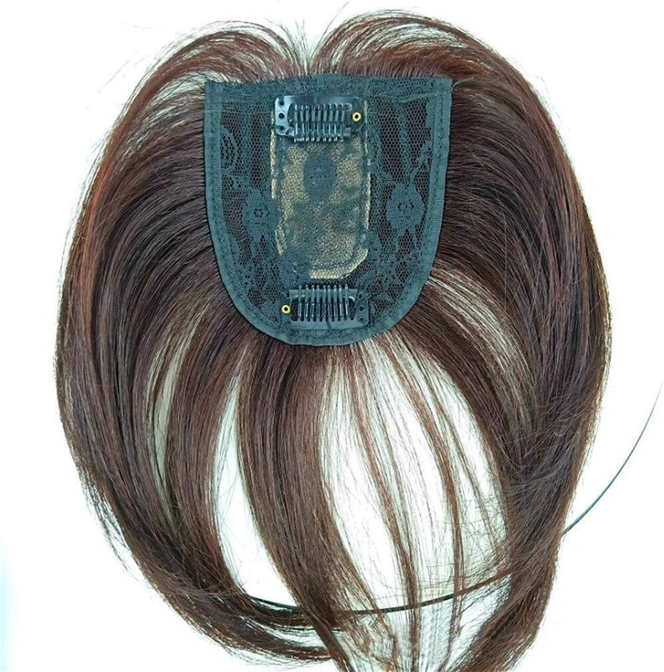Women's 100% Real Human Hair Topper Toupee Clip Hairpiece Bangs Bob Top ...