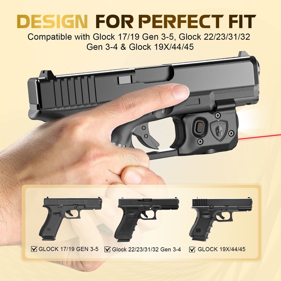 TSG LED Flashlight with Red Laser Combo Fits Glock 17/19/22/23/31/32 ...