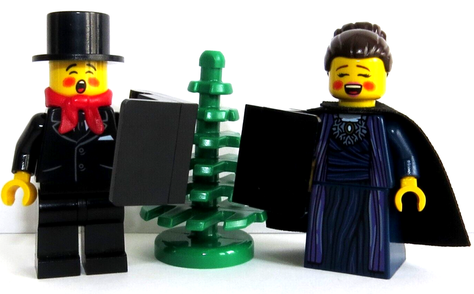 LEGO Carol Singers Boy & Girl Minifigure With Xmas Tree Christmas Choir ...