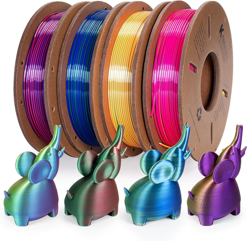 Tri Color Silk PLA 3D Printer Filament Bundle 1.75Mm Color Changing PLA ...