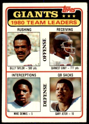 1981 TOPPS' BILLY TAYLOR/EARNEST GRAY/MIKE DENNIS/GARY JETER NEW YORK ...