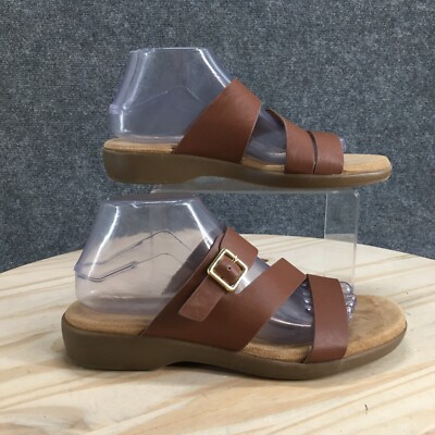 Croft & Barrow Sandal Womens 8.5 Brown Laylah Ortholite Slip On Faux ...