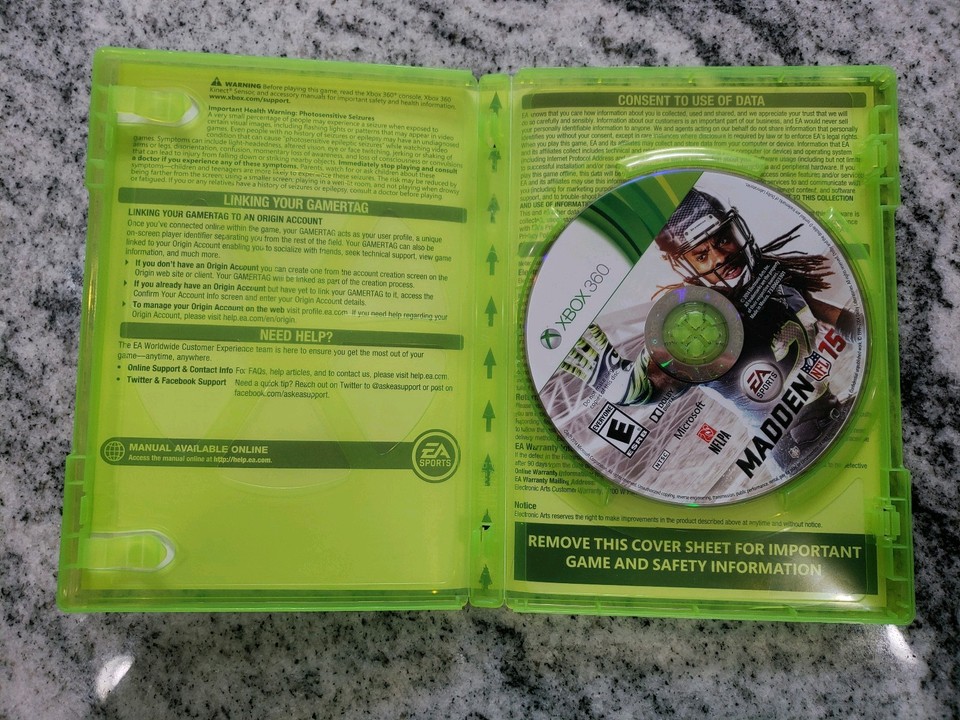 Madden NFL 15 (Microsoft Xbox 360, 2014) GAME DISC AND CASE FAST ...