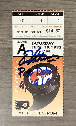 Eric Lindros Signed Philadelphia Flyers Pro Debut Ticket Stub 9/19/92 L ...