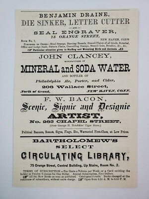 1872 New Haven Connecticut Advertisement Draine Clancey Bacon Artist ...