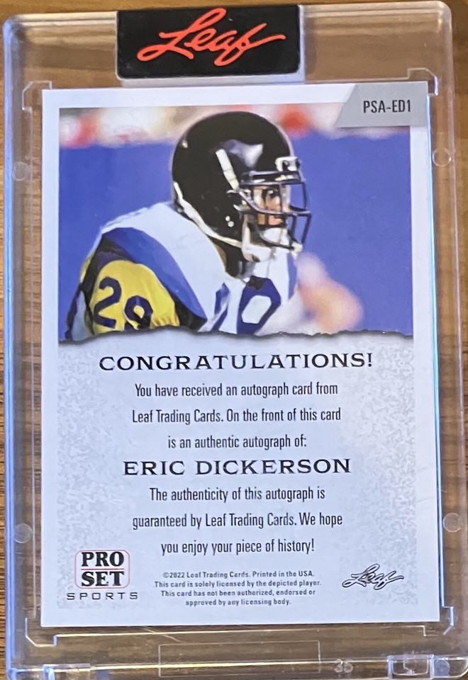 Eric Dickerson AUTHENTIC AUTO SEALED 2022 LEAF PRO SET #PSA-ED1 HOF | eBay
