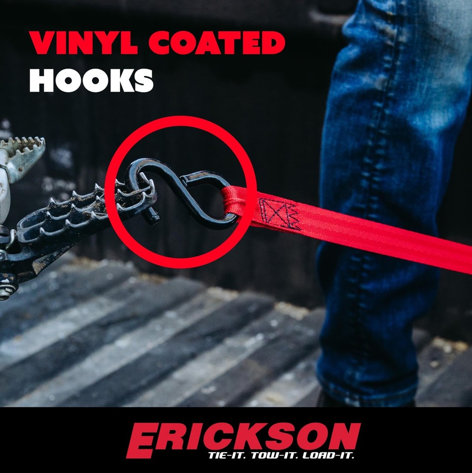 Erickson 04418 Pro Series Red 1" x 10' Retractable Ratcheting Tie-Down ...