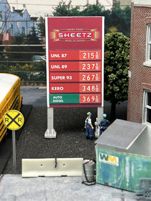 HO-1112-024-01 / 1:87 HO Scale Model Sheetz Gas Station Price Sign | eBay