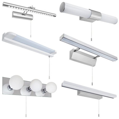 Modern Adjustable LED Mirror Bathroom Pull Chord Wall Light Cool White ...