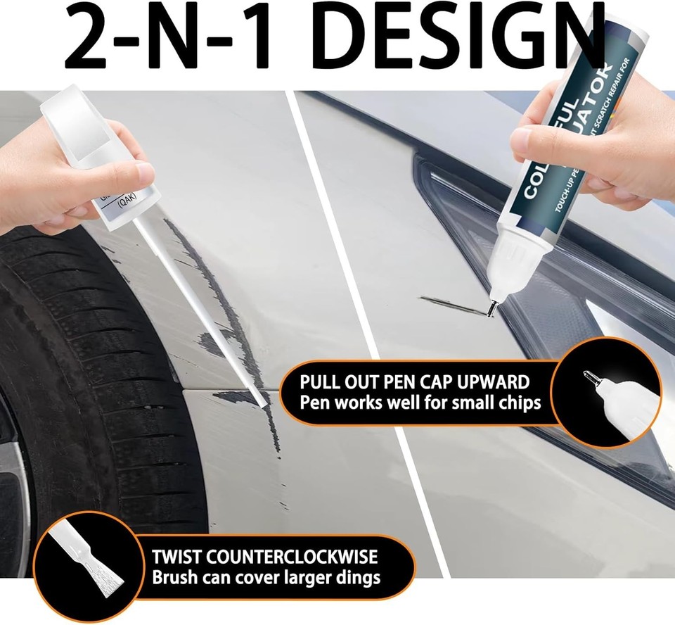 QAB Pearl White Tricoat Touch Up Paint for Nissan, Car Paint Pen ...