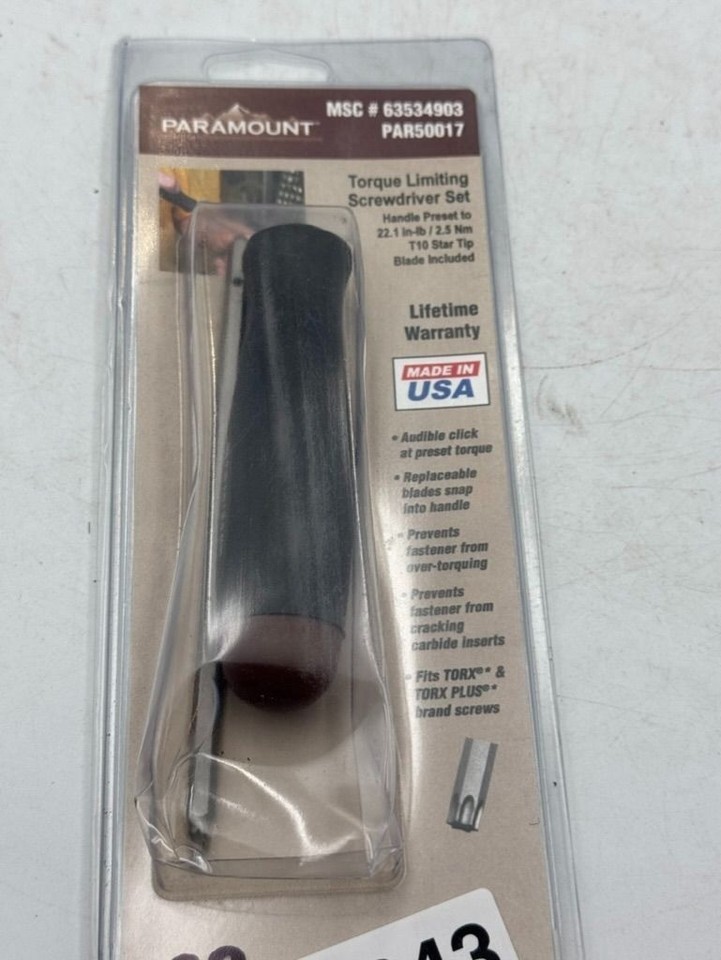 Paramount Tools PAR50017 Torque Limiting Screwdriver Set With T10 Star ...