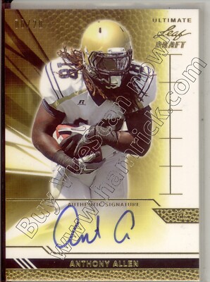 anthony allen rookie draft auto autograph georgia ga tech jackets ...