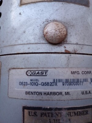 USED GAST 0523-101Q-G588EDX VACUUM PUMP EMERSON S055JXPPZ-7714 | eBay