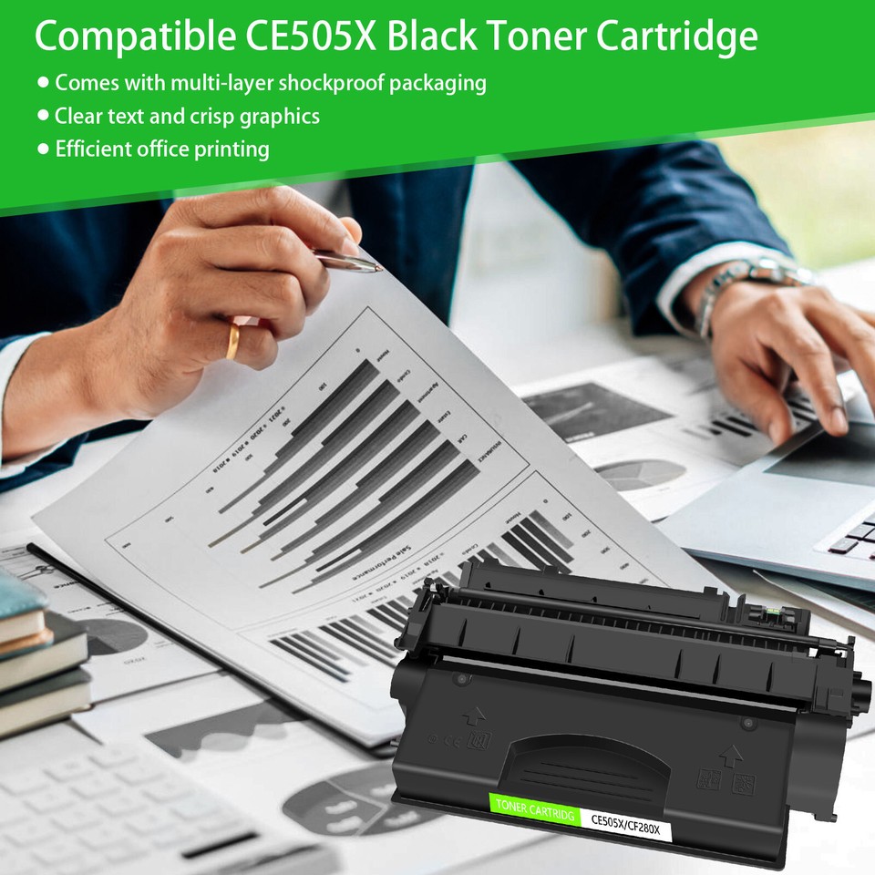2PK CE505X 05X BK Laser Toner Cartridge Fit For HP LaserJet P2050 ...