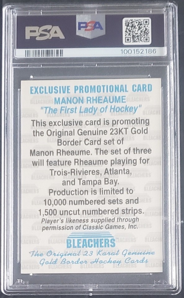 1993 BLEACHERS 23KT MANON RHEAUME ROOKIE SP PROMO PSA GRADED NM 7 EBAY ...