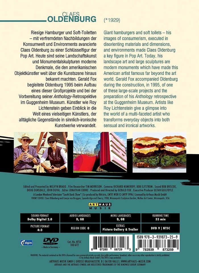 Claes Oldenburg - Art Documentary (DVD) Director: Gerald Fox (UK IMPORT ...