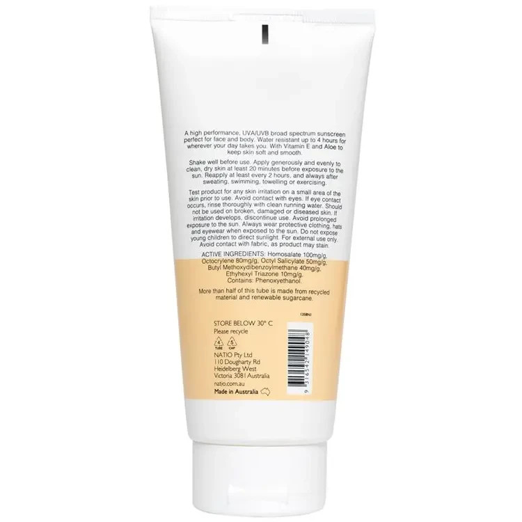 Natio Quick Dry Moisturising Sunscreen High SPF 50+ UVA/UVB Broad ...