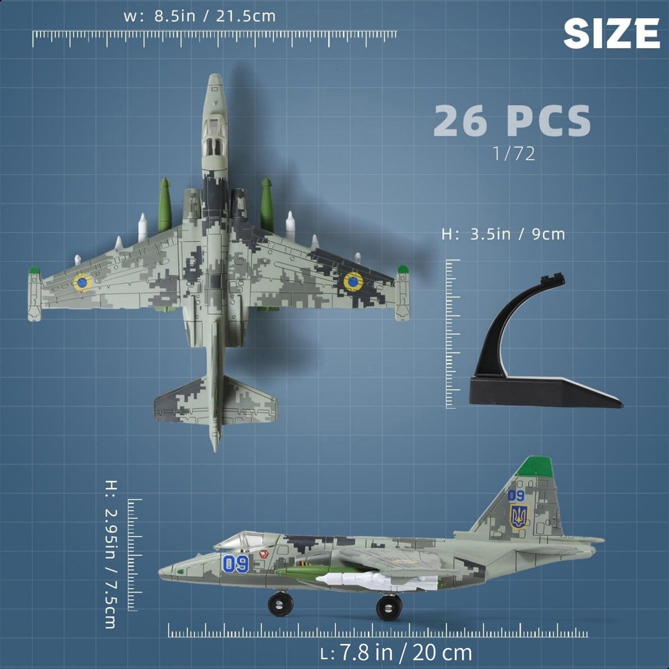 1/72 Sukhoi SU-25 Frogfoot Attack Aircraft Assembly Model with Stand ...