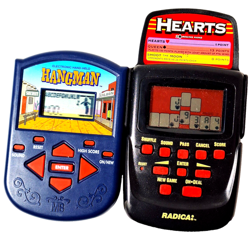 Hangman AND Hearts Handheld Electronic Games Lot of 2 Vintage 1990s ...