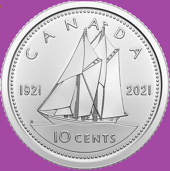 Set of 2021 - 2024 Canada Bluenose 7 Ten Cents Coins. Mint Dime UNC 10 ...