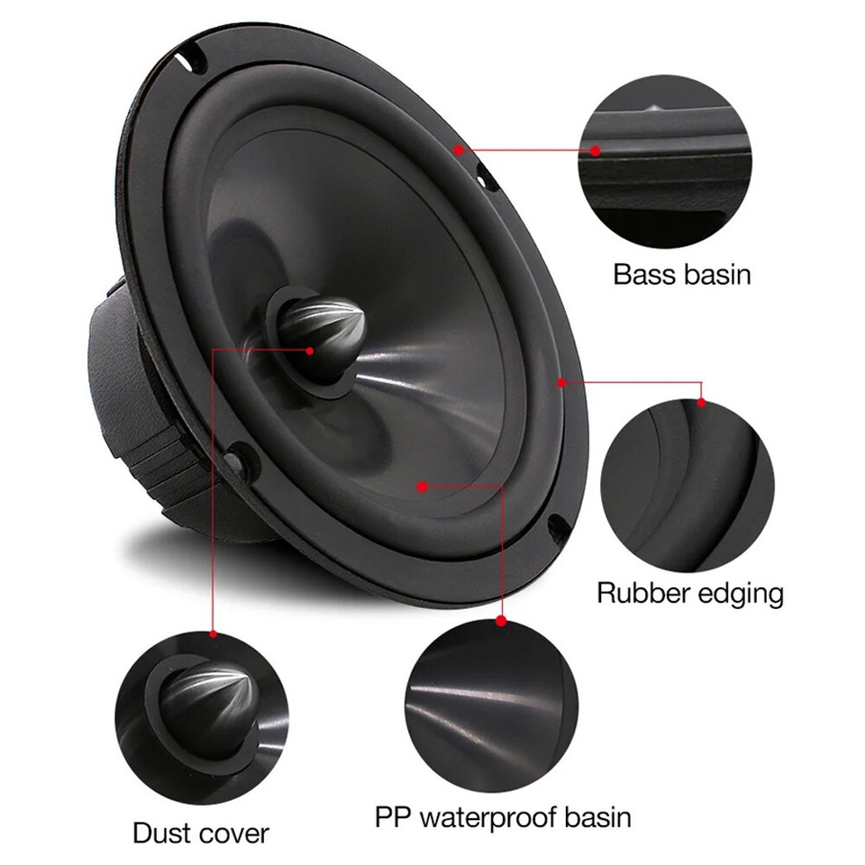 6.5 Inch 2-Way Subwoofer Set Max 120W Car Audio Front Door Set Upgrade ...