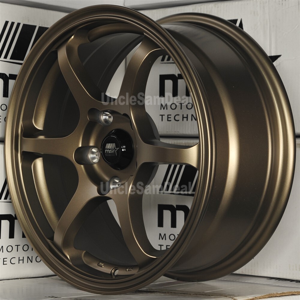 16" 16x7 38 OFFSET 5x114.3 MST MT40 MT-40 6 SPOKES MATTE BRONZE WHEELS ...