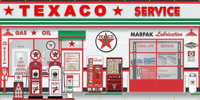 TEXACO OLD GAS PUMP SERVICE STATION SCENE WALL MURAL SIGN BANNER GARAGE ...