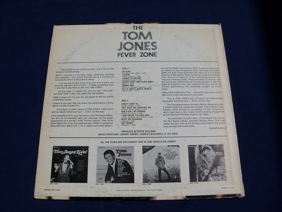 Tom Jones / The Tom Jones Fever Zone / Record PAS 71019 | eBay