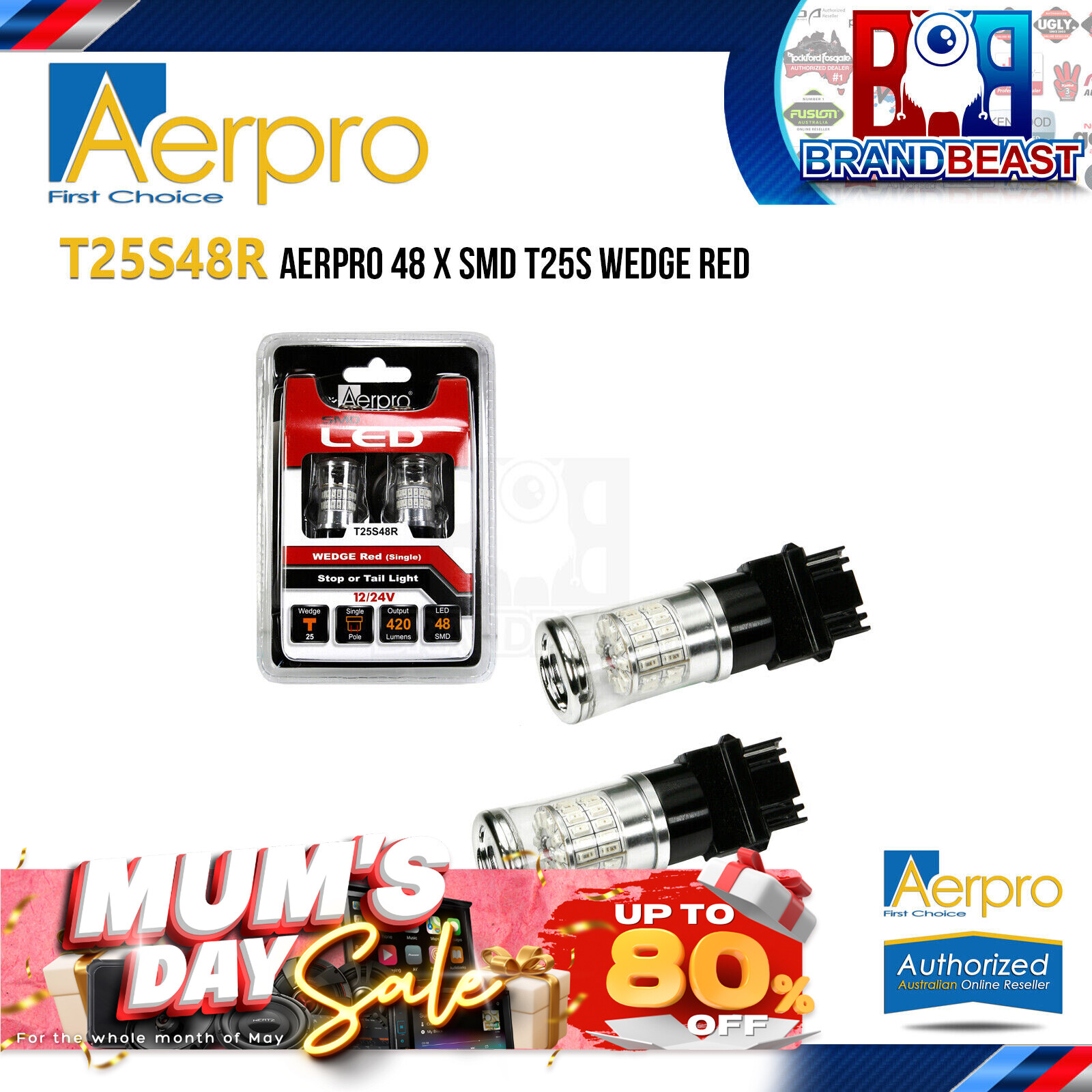 Aerpro T25S48R 48x T25S SMD Wedge - Red | eBay