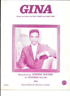 Gina sheet music as sung by Johnny Mathis and Dickie Lee | eBay