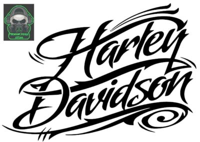 2x 200mm wide PREMIUM GLOSS BLACK Harley Davidson Die Cut Tank Decals ...