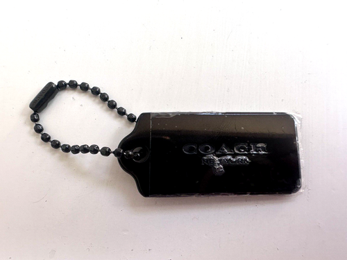 2" COACH NEW YORK THICK BLACK METAL CHAIN KEY FOB BAG CHARM HANGTAG ...