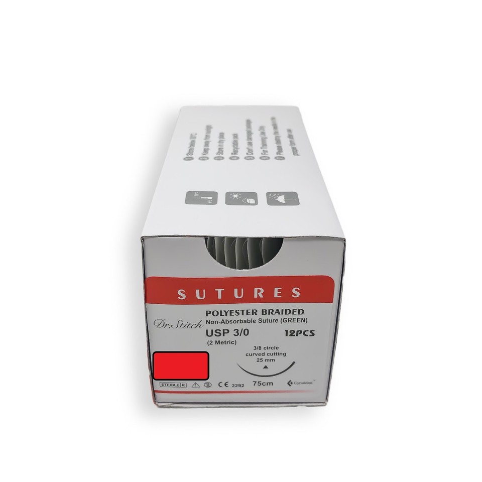 3/0 Training Surgical Sutures Polyester Braided, Pack of 12, Sterile | eBay