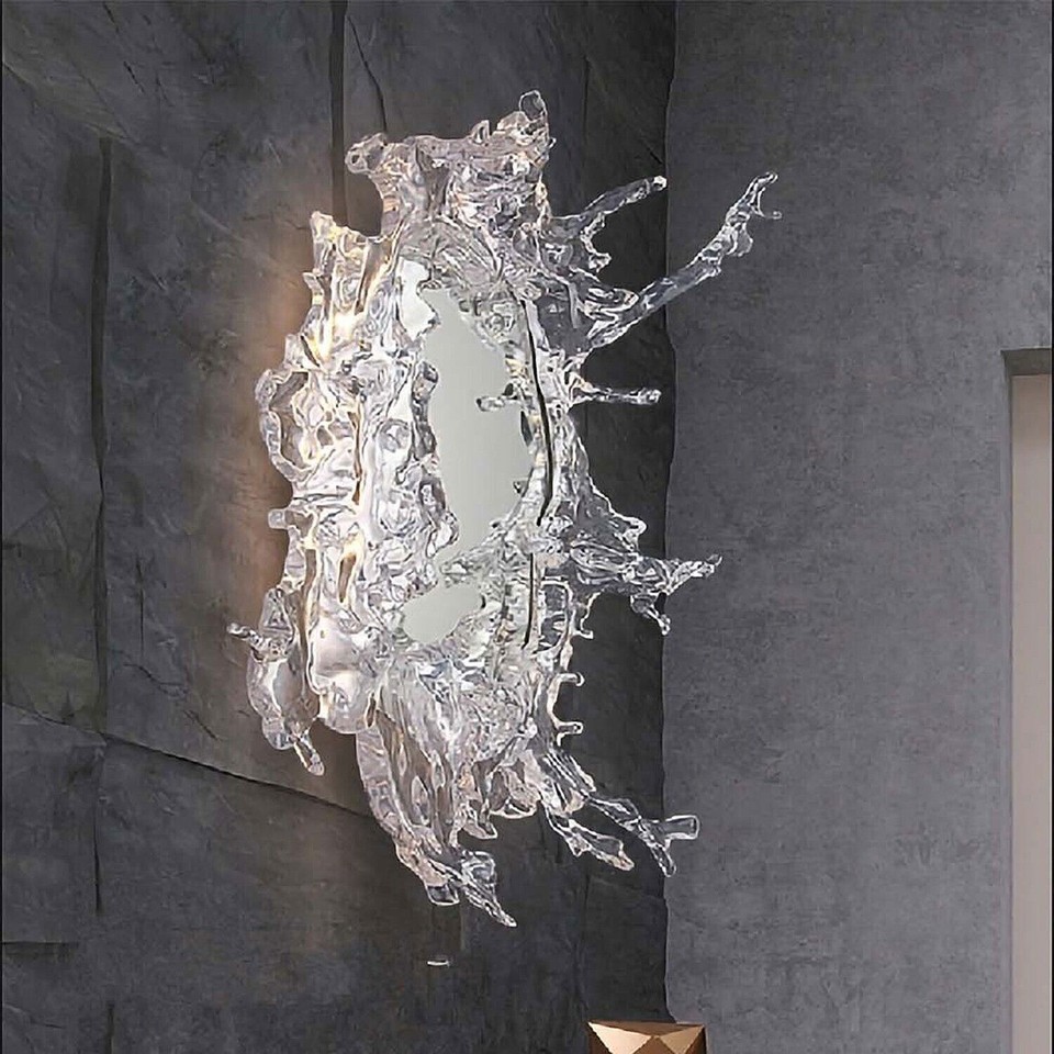 Bathroom Water Splash Mirror Unique Wall Accent Mirror W/LED Background ...