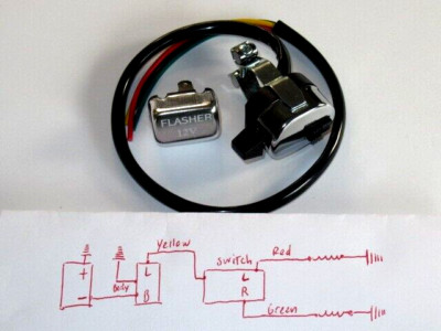 Turn signal blinker Switch handlebar mount 3 position relay schematic ...