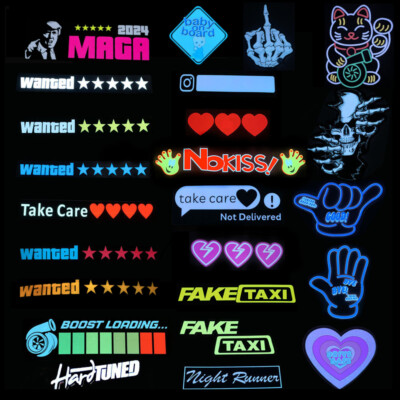 Car Window Glow Panel Electric Marker Lamp LED Light Sticker Flash ...