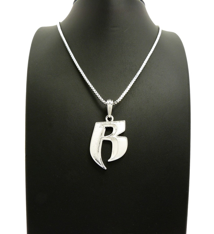 NEW 'R' RUFF RYDERS PENDANT & 24" BOX/CUBAN/ROPE CHAIN HIP HOP NECKLACE ...