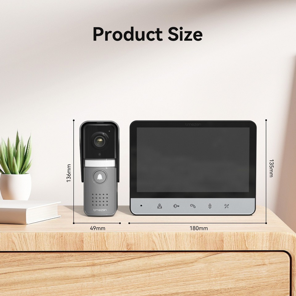 TMEZON Video Intercom Entry System 2x7 Inches Monitor Wired Video ...