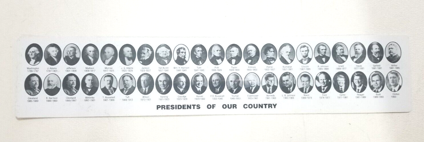 Presidents of Our Country 12" Ruler 1789-2001 "I Love World's Finest ...