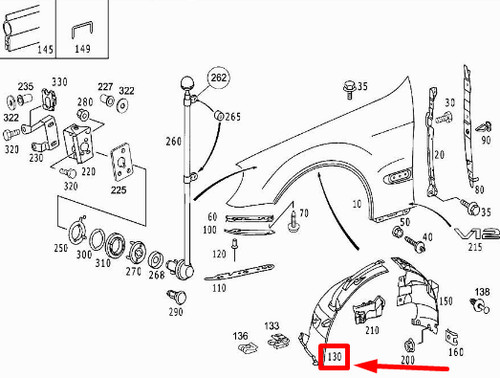 NEW MERCEDES-BENZ S W220 REAR RIGHT INNER FENDER A2206902230 ORIGINAL ...