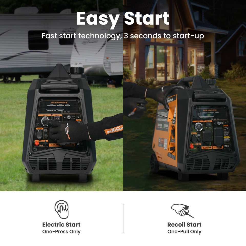 3500W Portable Super Quiet Dual Fuel Inverter Generator Electric Start ...