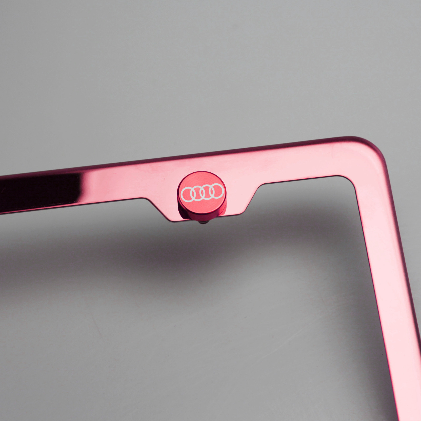 Laser Etched 4 Red Aluminum Audi License Plate Frame Fastener Screw Cap ...