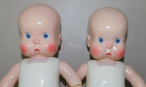 VINTAGE HTF HORSMAN 11" HEEBEE SHEBEE BABY DOLL SET LOT ORG TAGS BOY ...