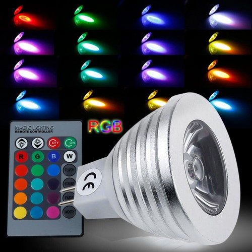 16 Color Changing MR16 3W RGB LED Light Bulb Lamp AC/DC 12V +IR Remote ...