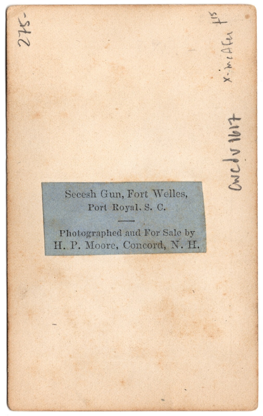 1861 CDV of CSA Cannon Captured by Union on Hilton Head after Battle ...