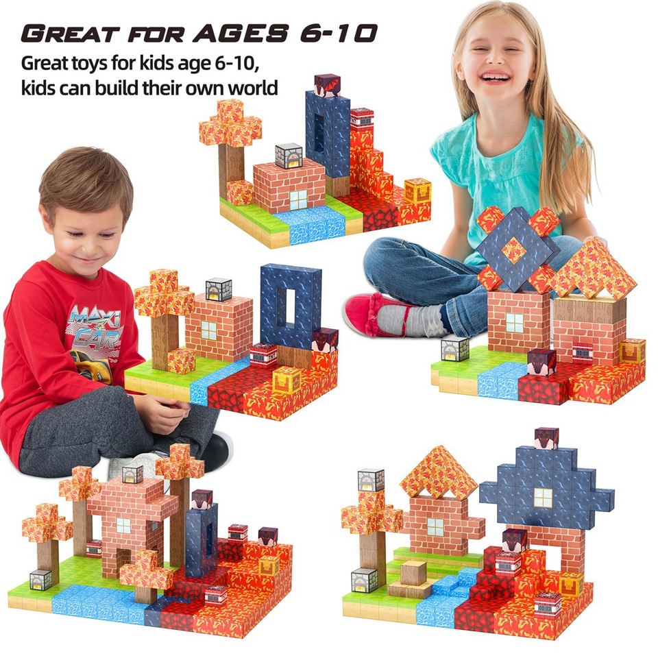 48-150PCS Minecraft Magnetic Building Blocks Children Kids Educational ...