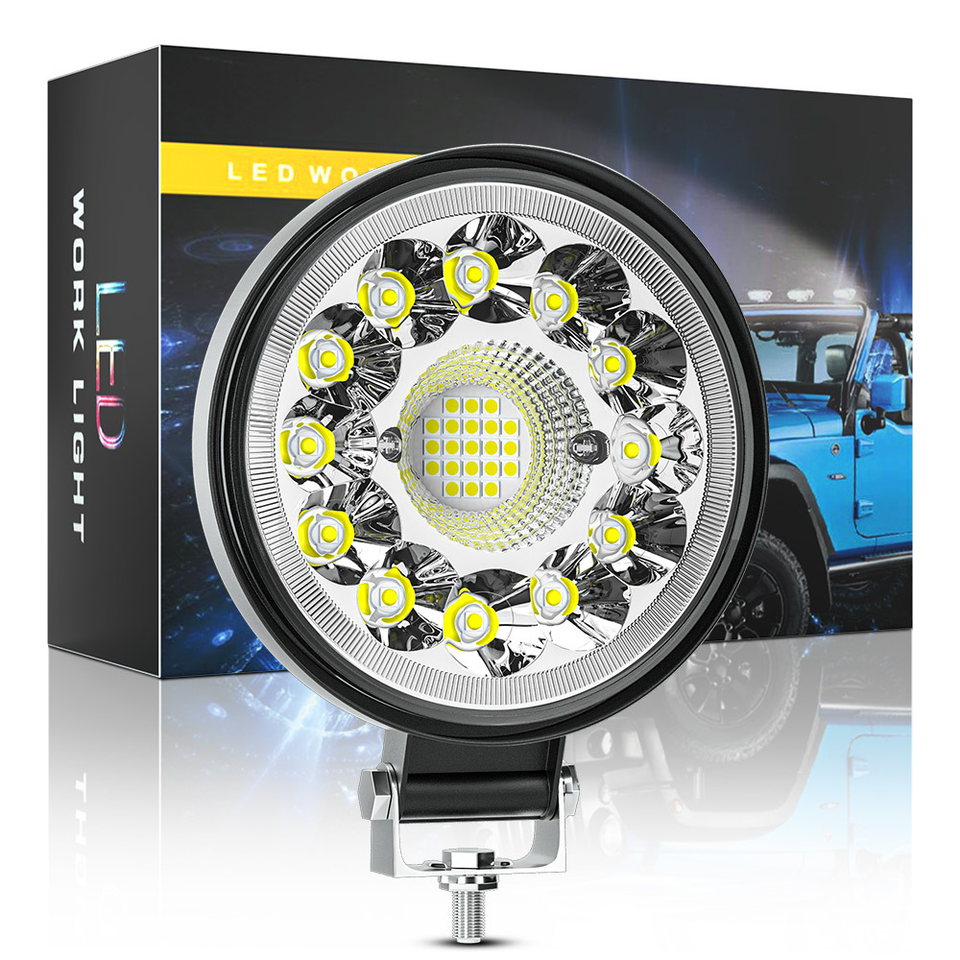 Pair 4‘’ round Snow plow boost lights LED lamp truck tractor headlight ...
