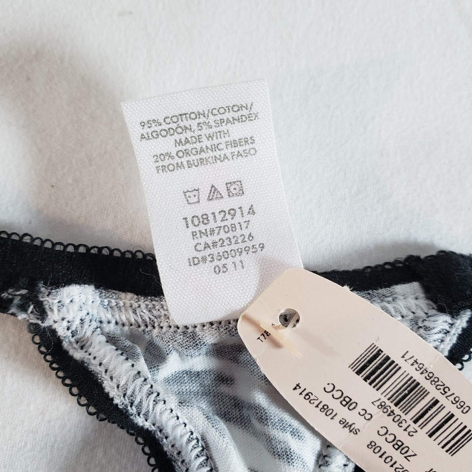 Victoria's Secret Picot Band V-String Medium Black White Leopard Cotton ...