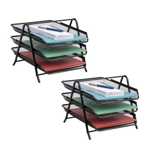3-Tier Paper Tray, Set of 2, Desktop Organizer, File Storage, 2 Pack ...