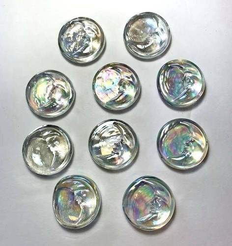 10 Glass Crescent Mystic Moon Face Diamond Crystal Mega Marbles Gems ...